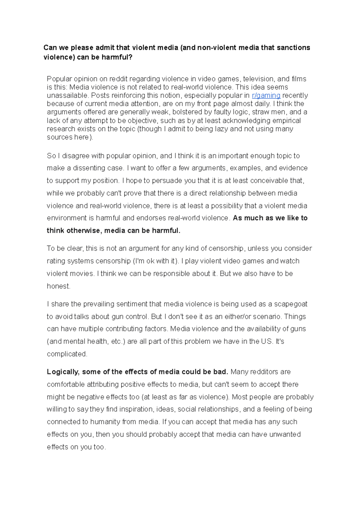 The Harmful Effects of Violent Media - Studocu