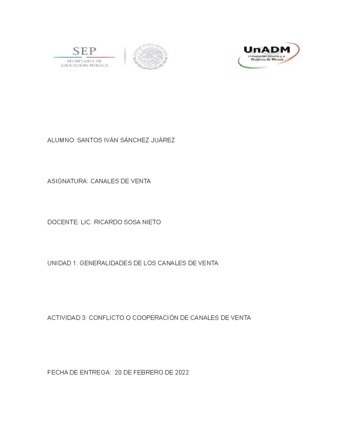 GCAV U1 A3 SASJ - LOS CANALES DE VENTA NOS AYUDAN A ELEGIR LA ...