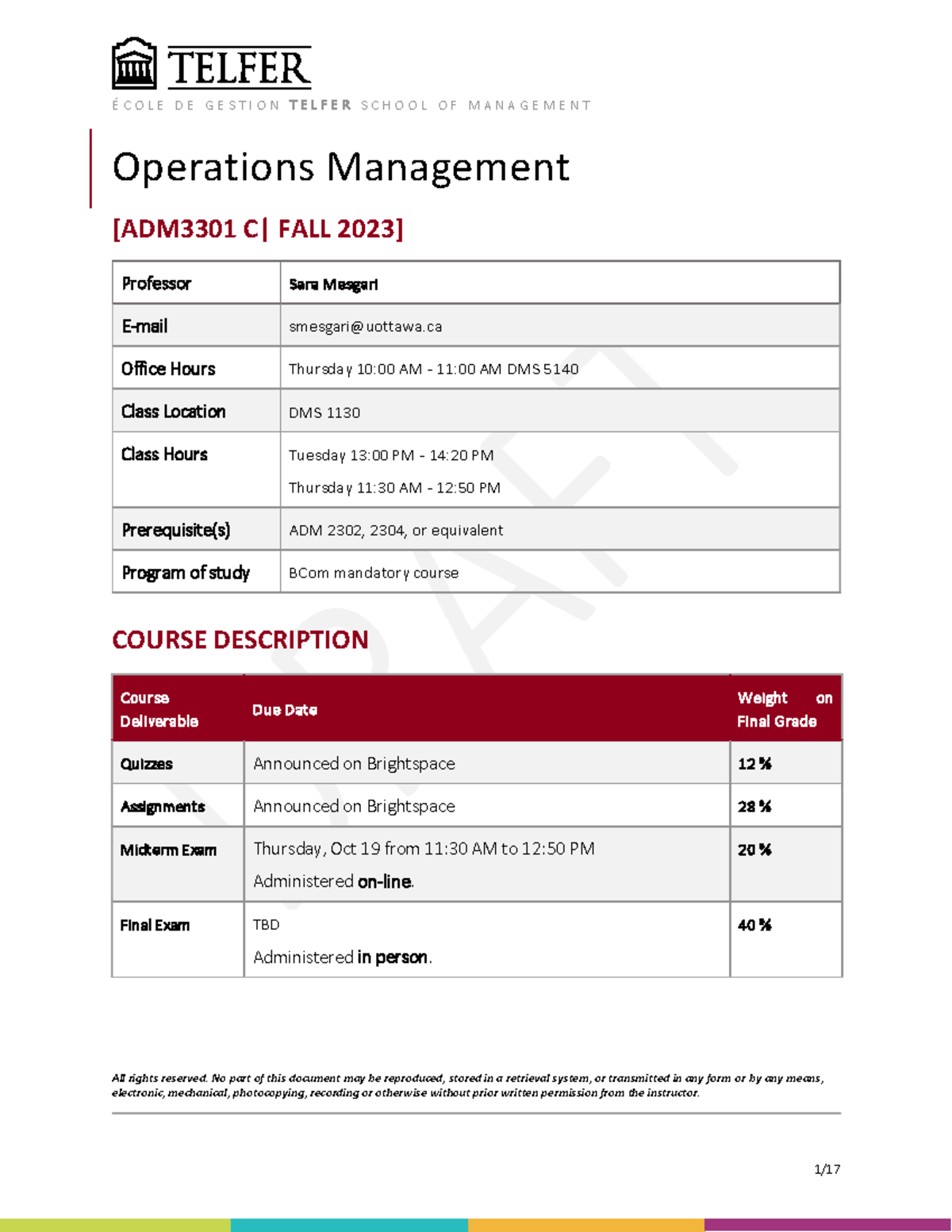 Sara Mesgari - ADM3301 Course Outline - Fall 2023 - All rights reserved ...