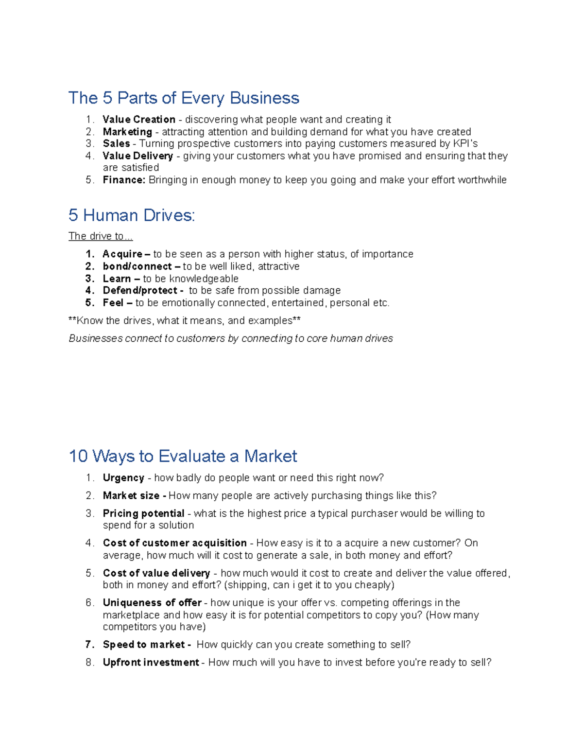 Final Review - Summary Business Strategy - The 5 Parts of Every ...