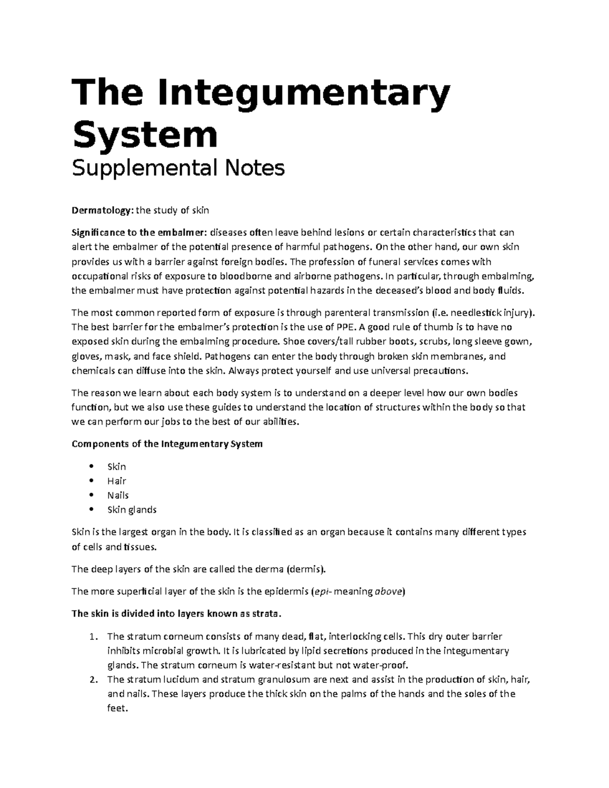 The Integumentary System supplemental notes - The Integumentary System ...