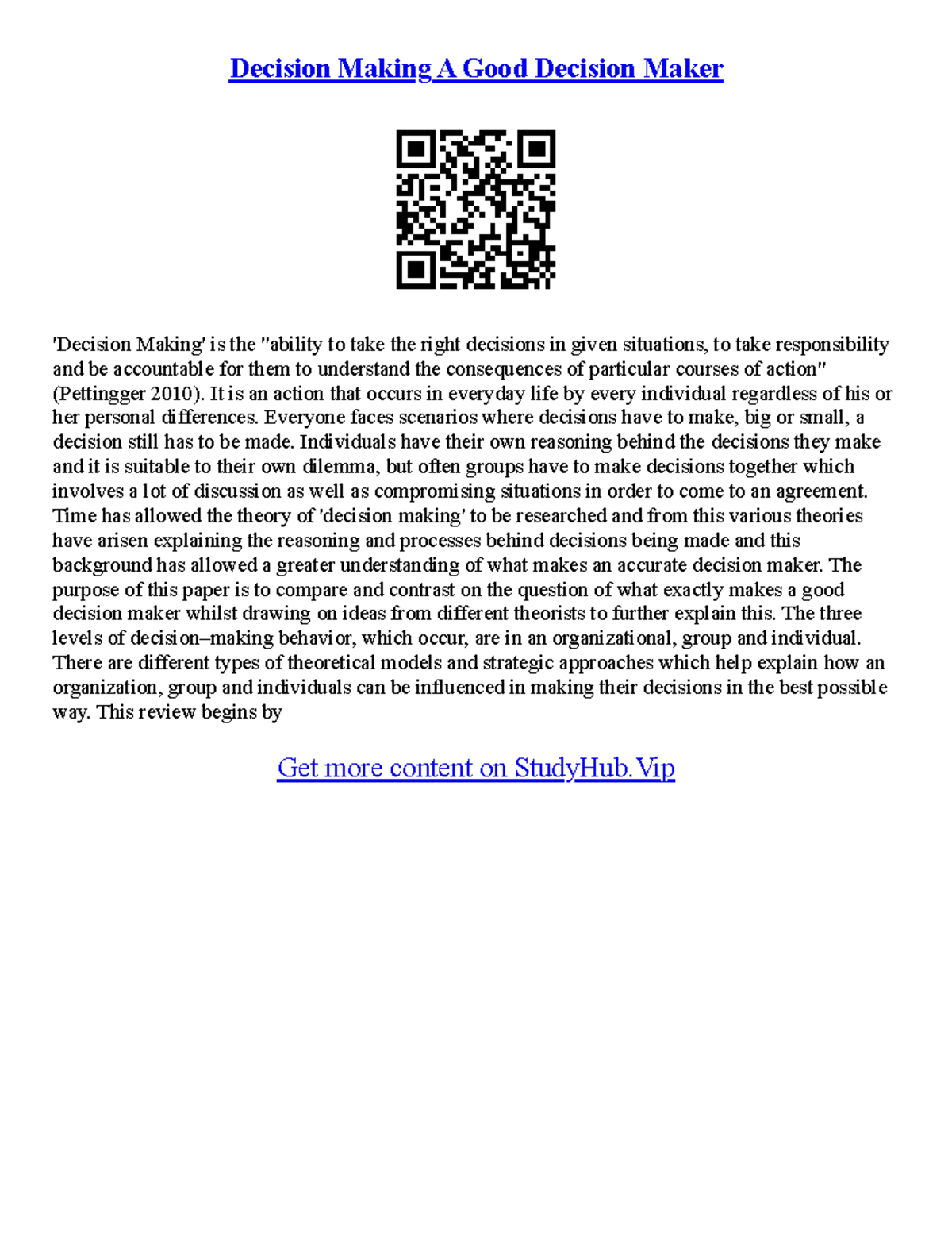 Online Essay Maker - Decision Making A Good Decision Maker 'Decision ...