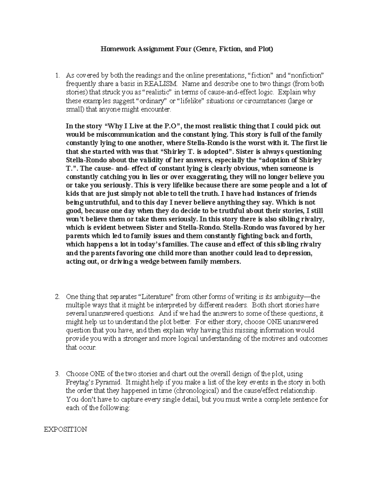 04 Homework Four (Genre, Fiction, and Plot) - Homework Assignment Four ...