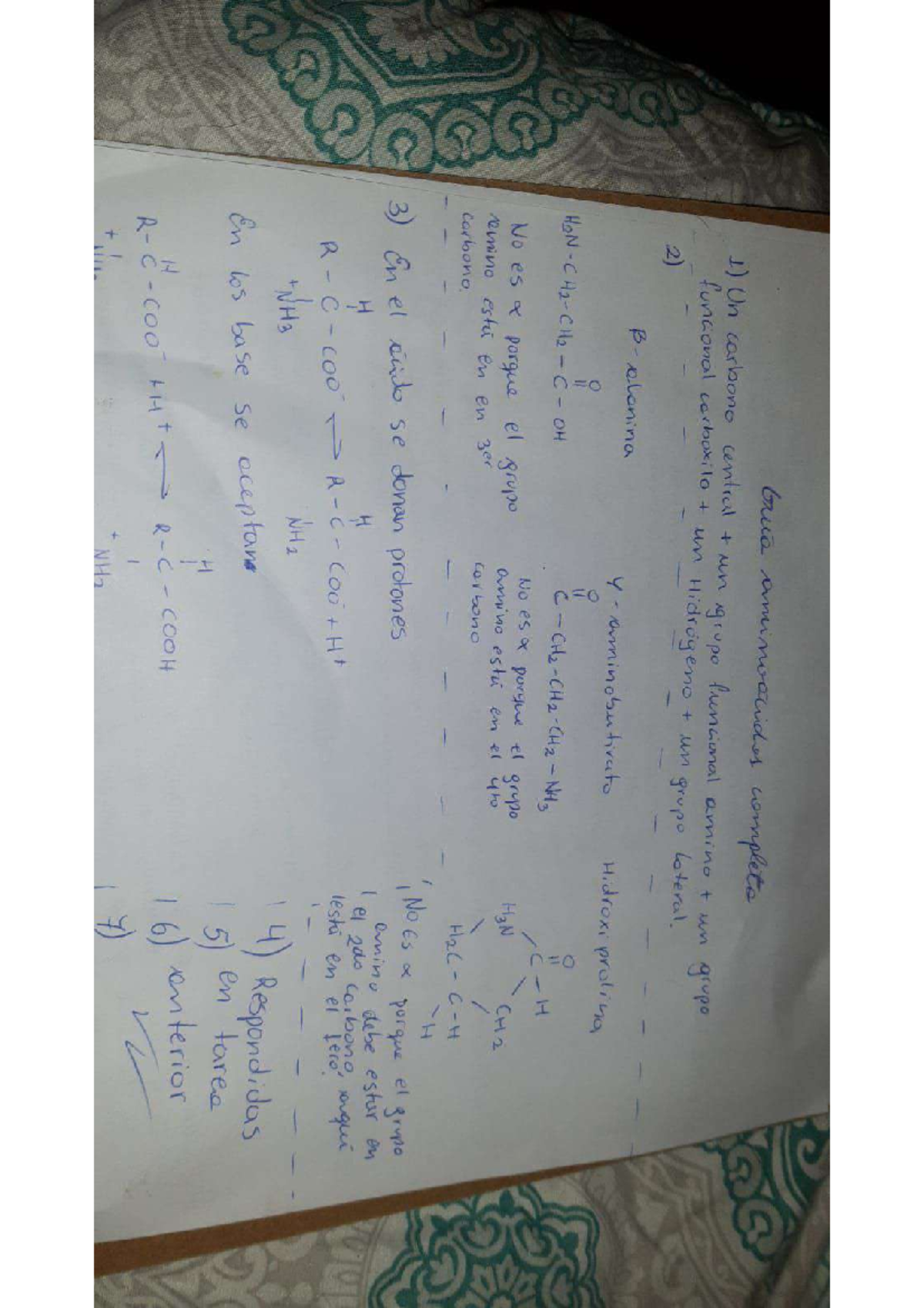 Guía AA y proteínas - Guea aminoticials complete 1) funconal Un carbono ...