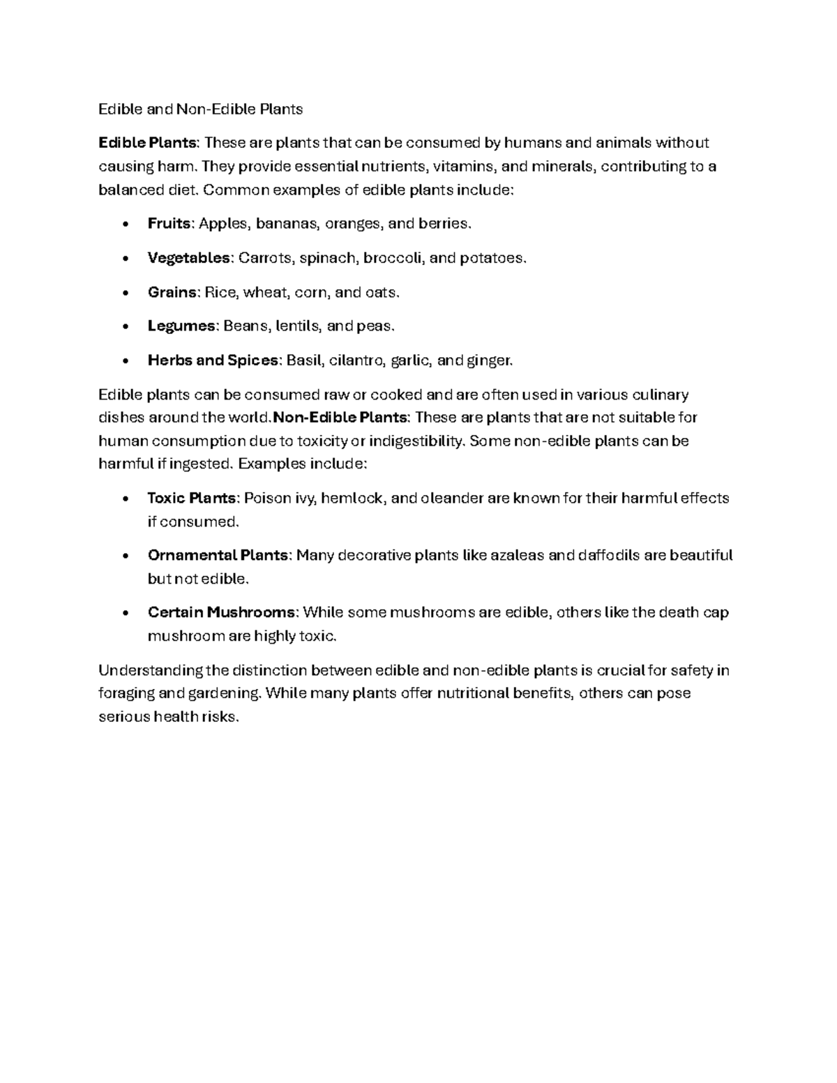 Edible and Non-Edible Plants - Edible and Non-Edible Plants Edible ...