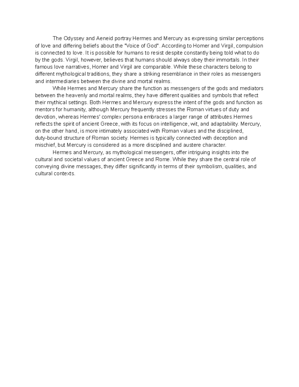 Messengers Essay - The Odyssey and Aeneid portray Hermes and Mercury as ...