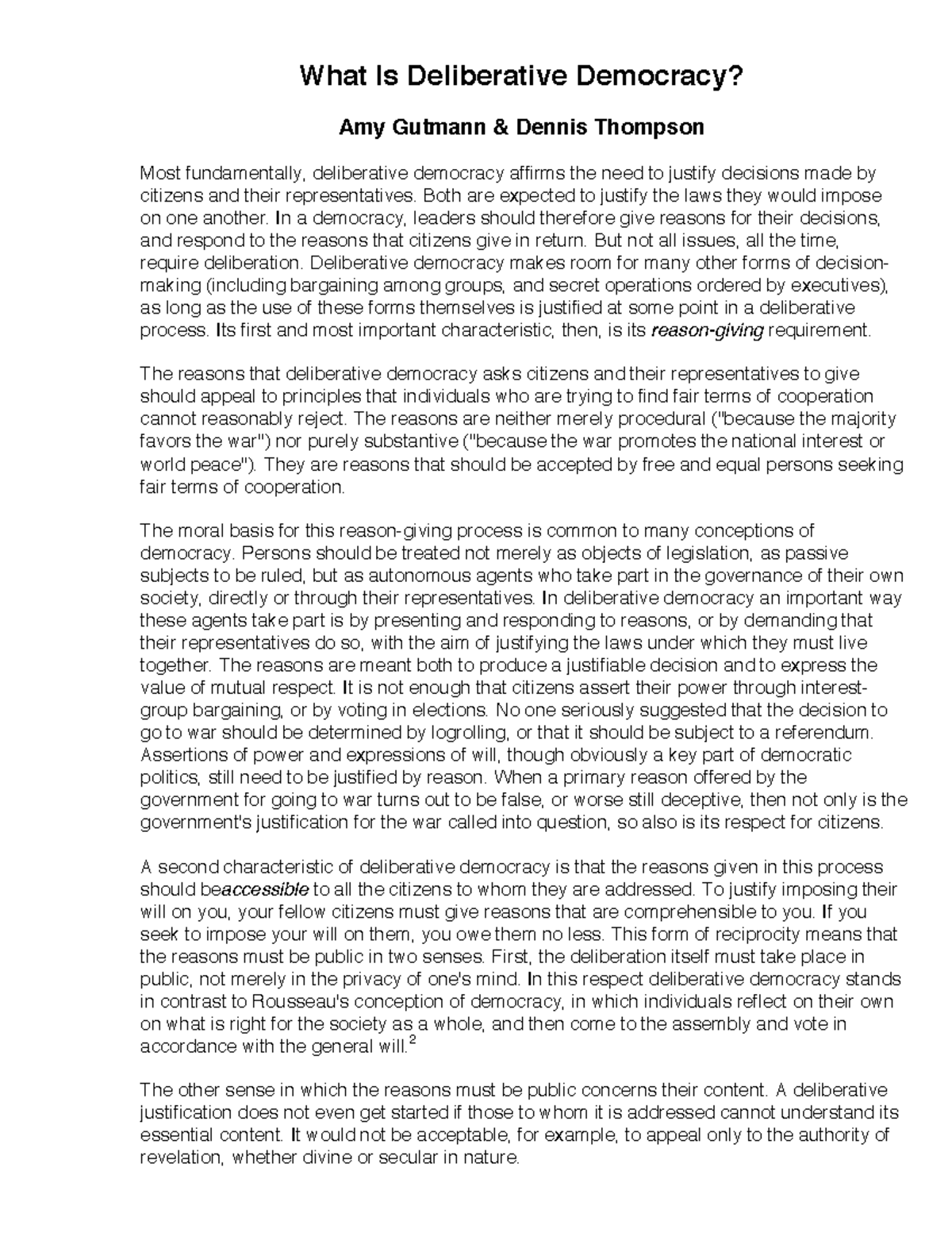 Pol unit 5 Deliberative Democracy - What Is Deliberative Democracy? Amy ...