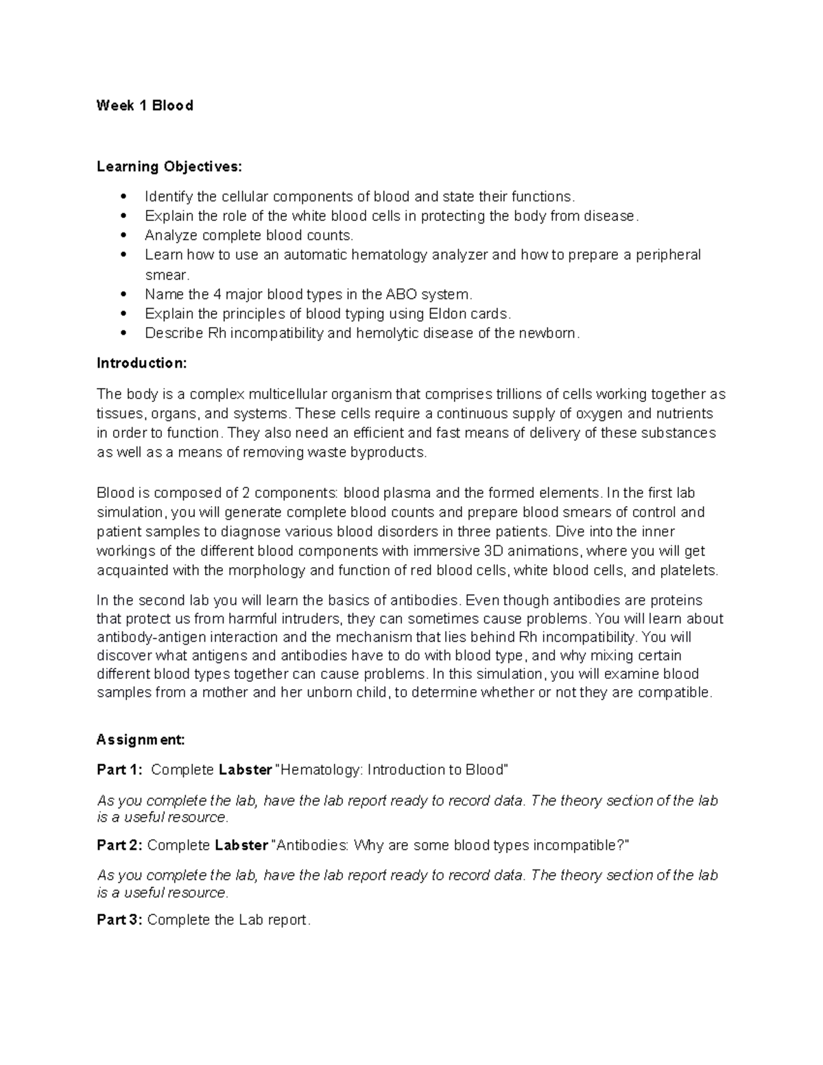 Blood Lab Report Lab Week 1 Blood Learning Objectives Identify The blood-lab-report-lab-week-1-blood-learning-objectives-identify-the