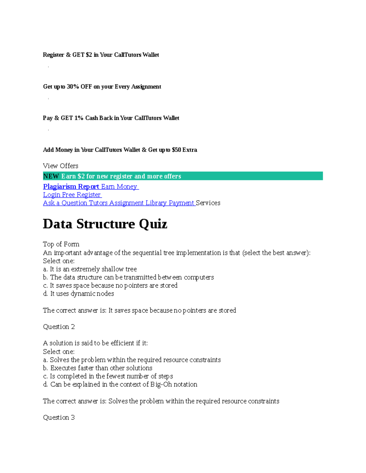 CS 3303 A Whole lot of Quiz Questions - Register & GET $2 in Your CallTutors Wallet Get upto 30% ...