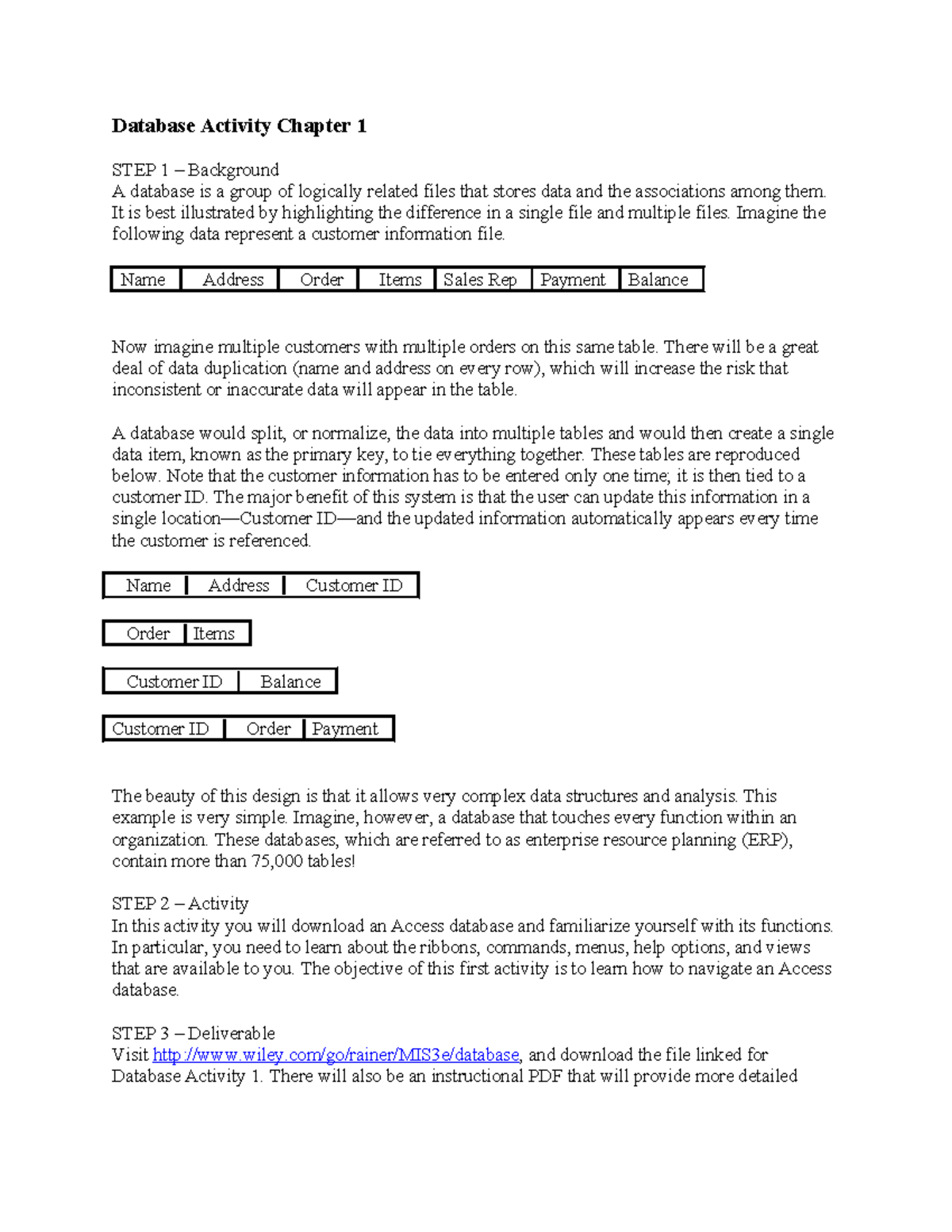 1-2 Database Activity - Introduction to Information Systems Directions - Database Activity ...