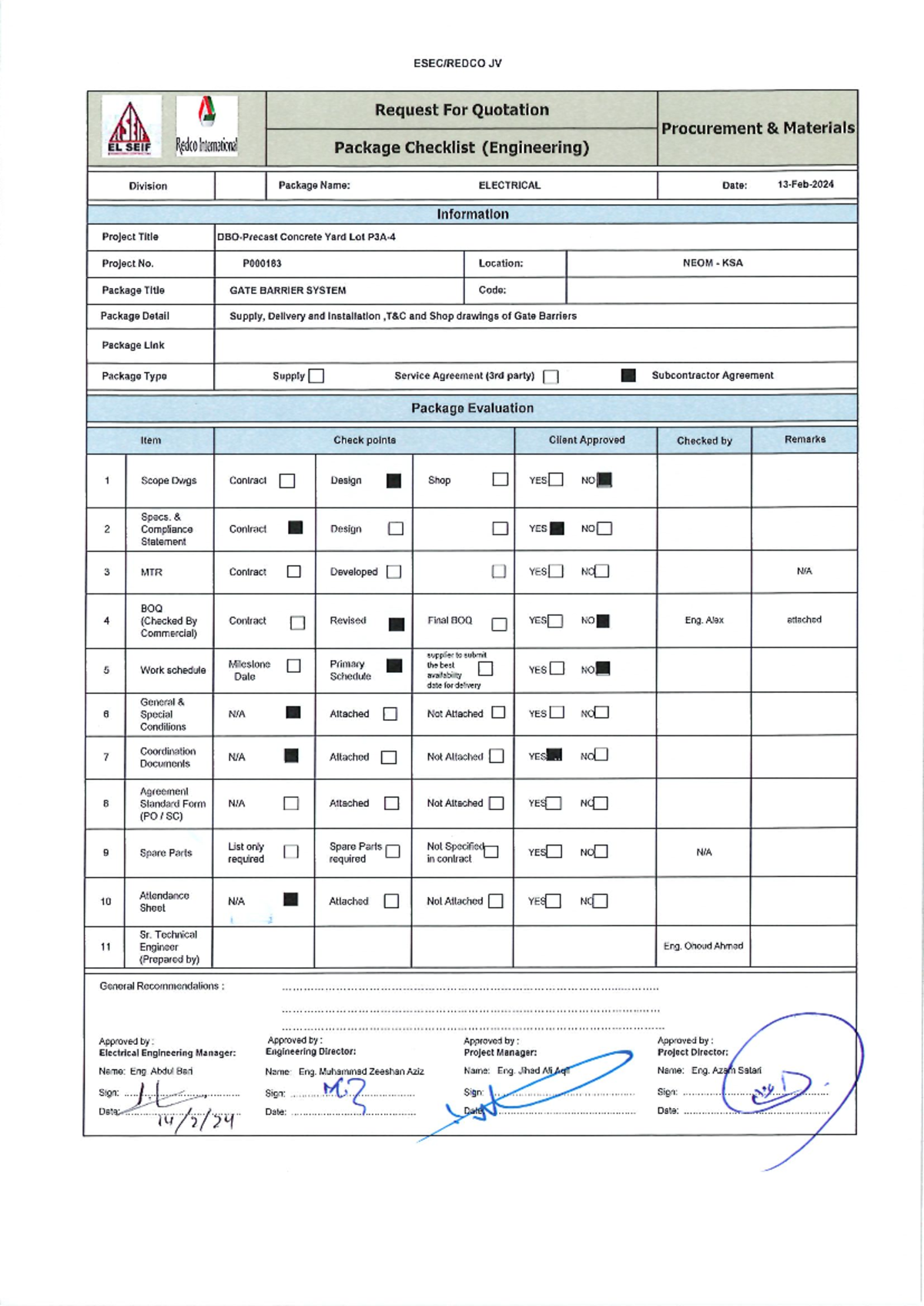 P183 BOQ & Checklist Gate Barrier System - JV Request For Quotation ALE ...