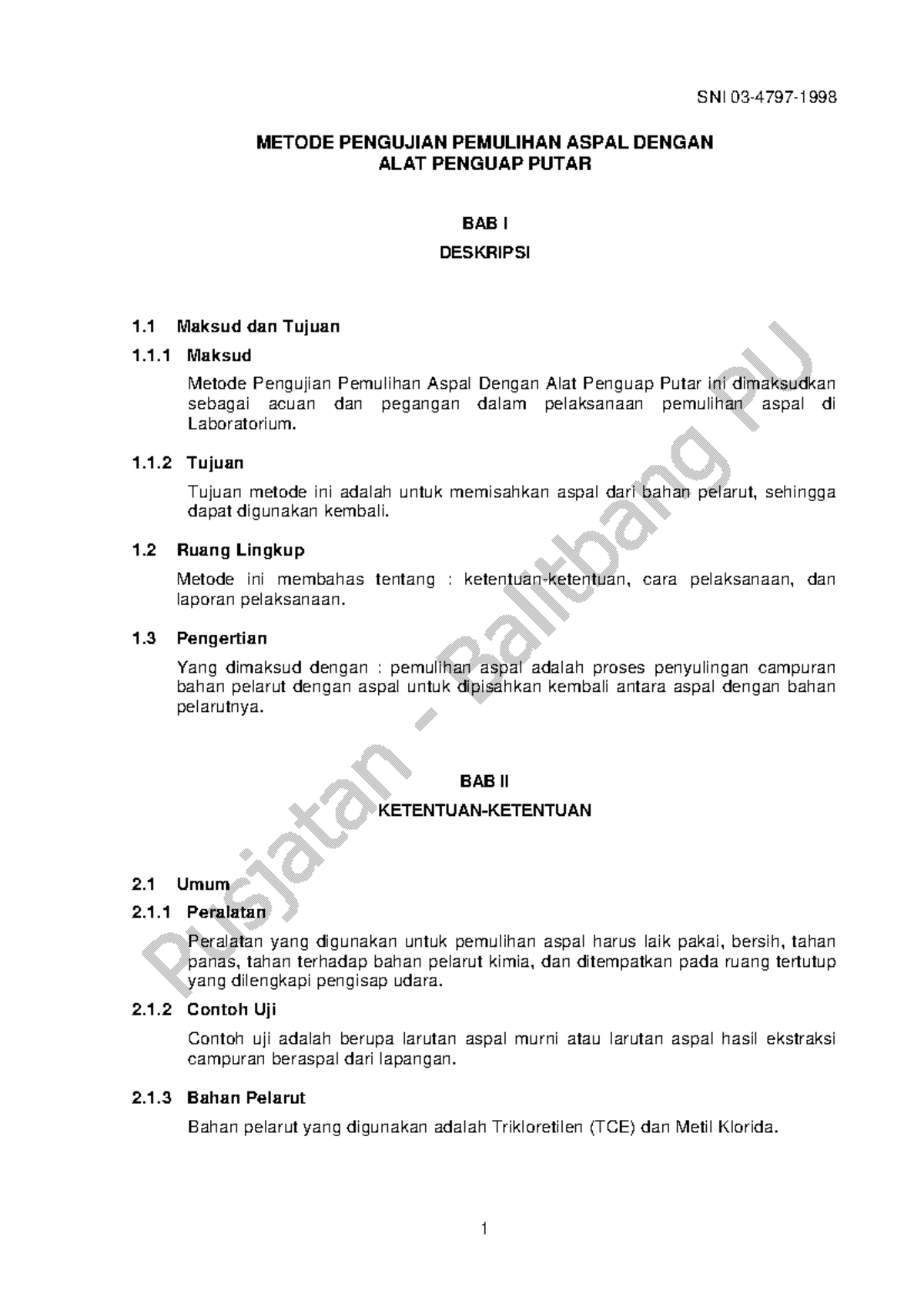 Metode Pengujian Pemulihan Aspal Dengan - METODE PENGUJIAN PEMULIHAN ...