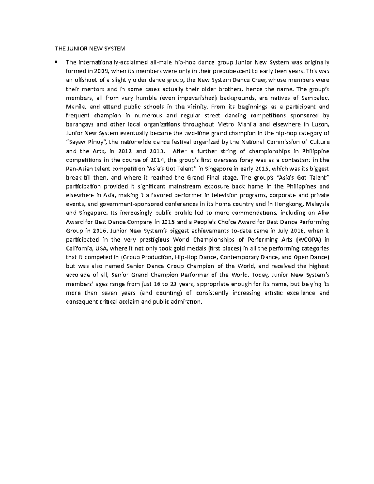 THE Junior NEW System - Cijfer: 75 - THE JUNIOR NEW SYSTEM The ...