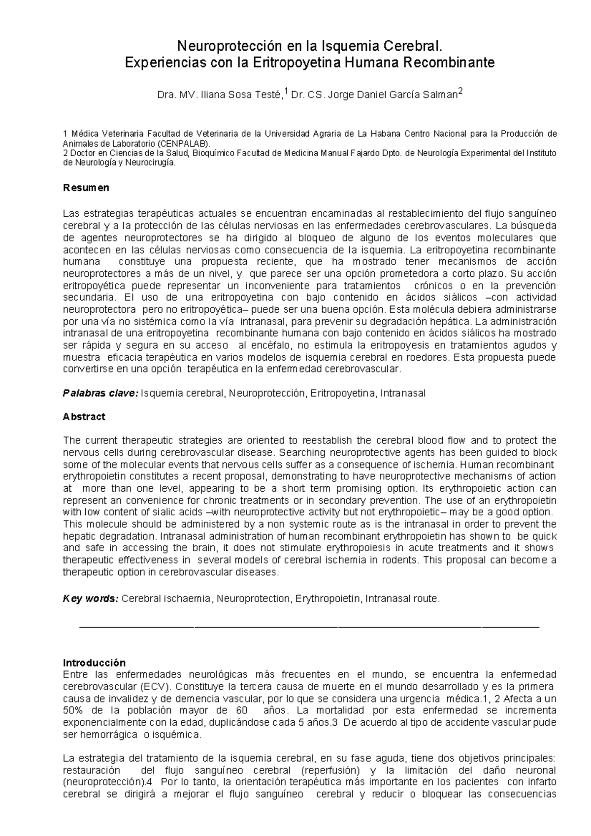 Neuroproteccion - Trabajo - Neuroprotección en la Isquemia Cerebral ...