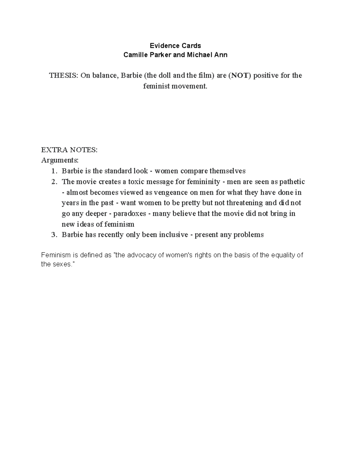 Evidence Cards - This assignment helped with our debate project. We had ...