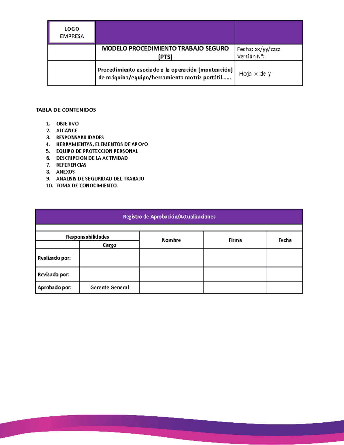Item 4 Anexo Procedimiento de Trabajo Seguro 2 - MODELO PROCEDIMIENTO ...