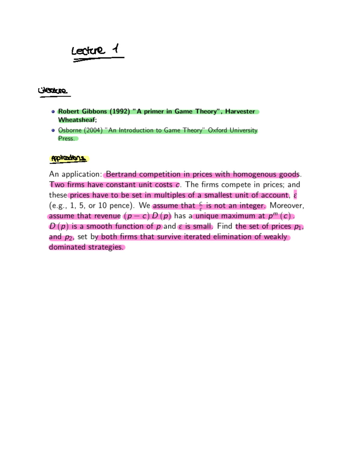 Summary Game Theory - Spieltheorie/ Introduction to Game Theory - Studocu