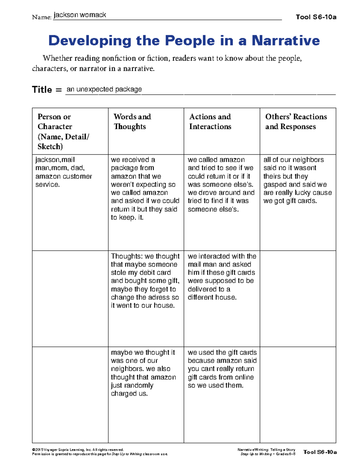- S6-10a Developing the People in a Narrative - Name: Tool S6-10a ©2015 ...