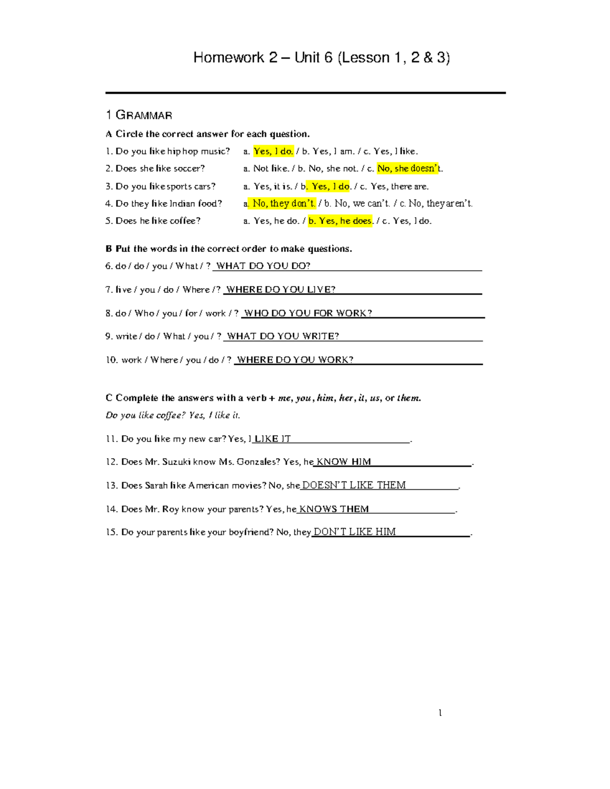 Homework 2 - unit 6 - tarea - Homework 2 – Unit 6 (Lesson 1, 2 & 3) 1 ...