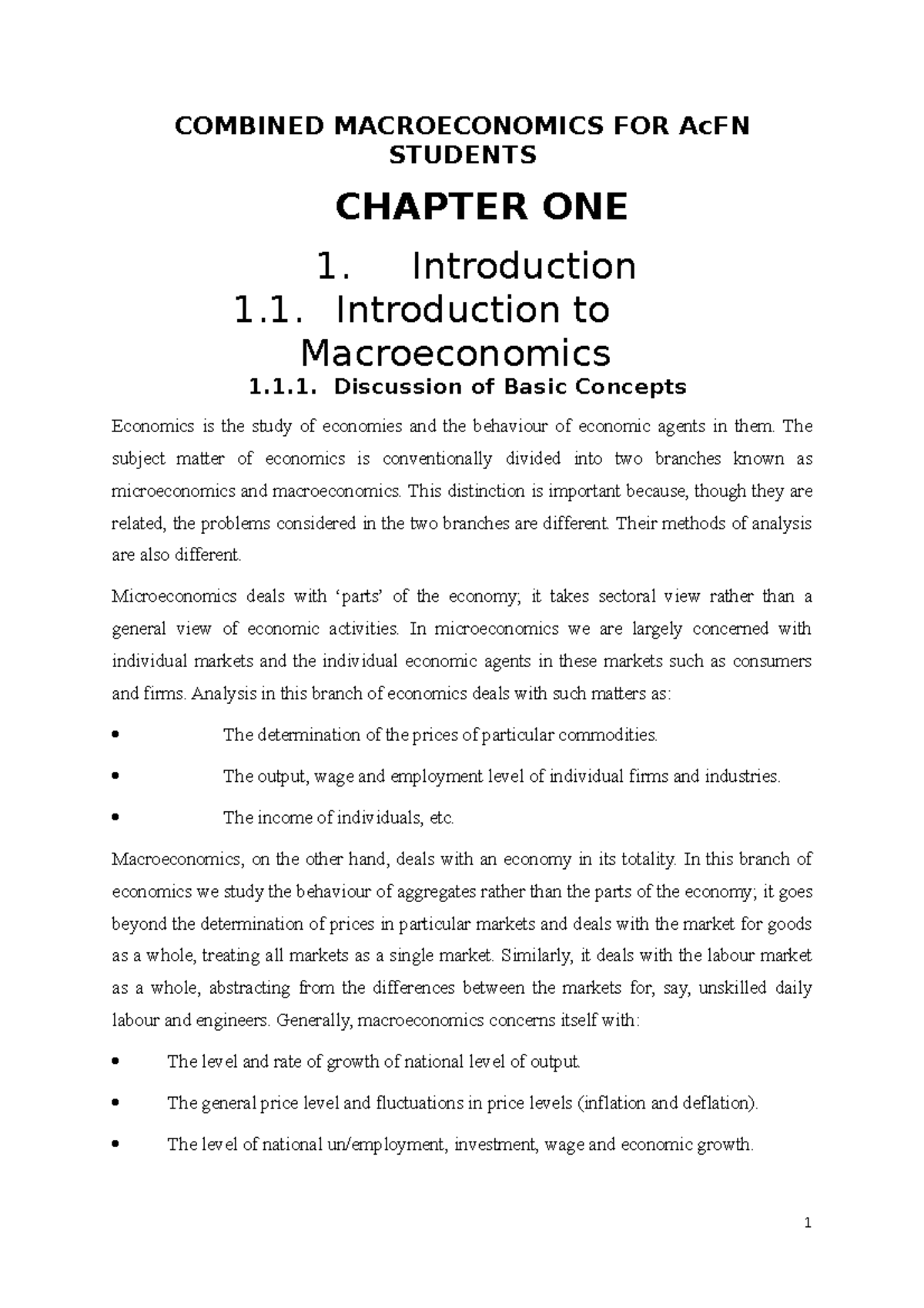 Macroeconomics chapter 1 to 8 - COMBINED MACROECONOMICS FOR AcFN ...