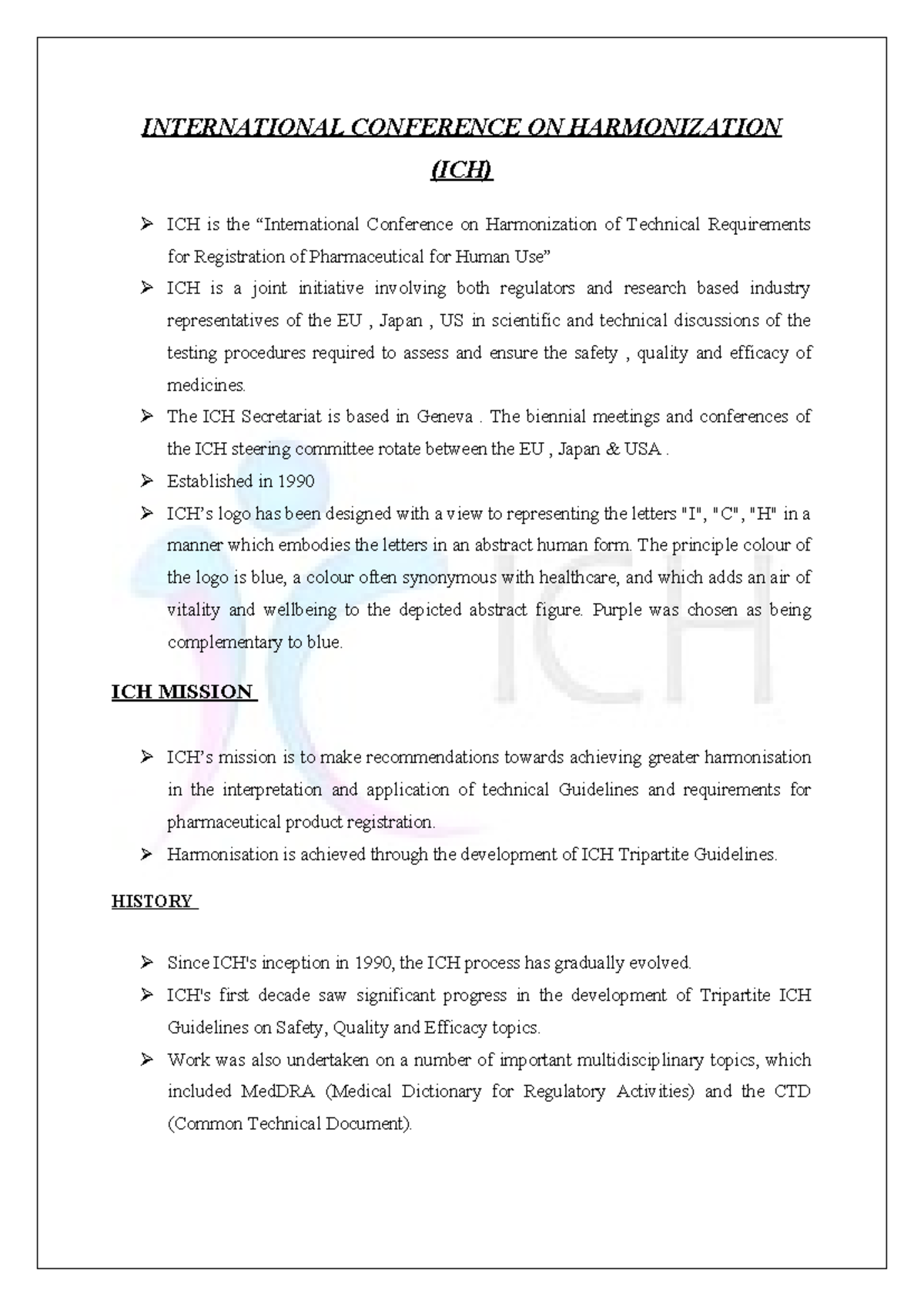 Ich - QUALITY ASSURANCE - INTERNATIONAL CONFERENCE ON HARMONIZATION ...