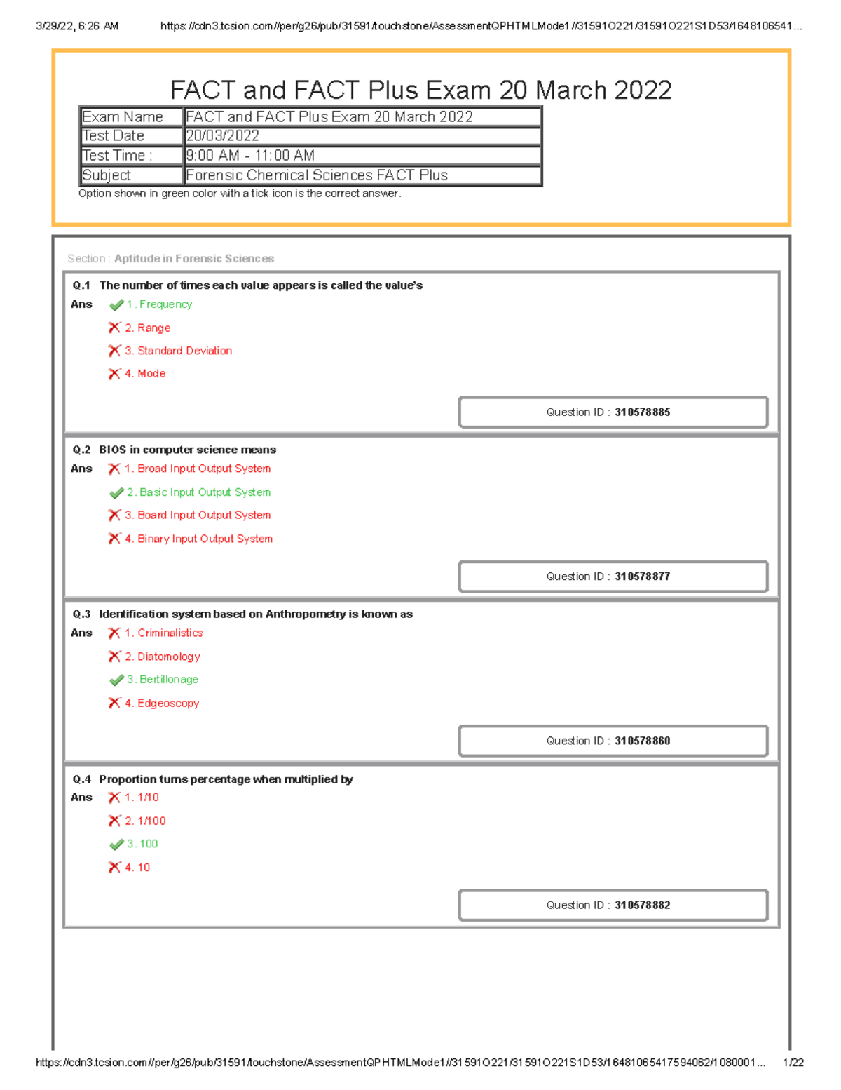 FACT-PLUS-Forensic-Chemical-Science - Q The number of times each value ...