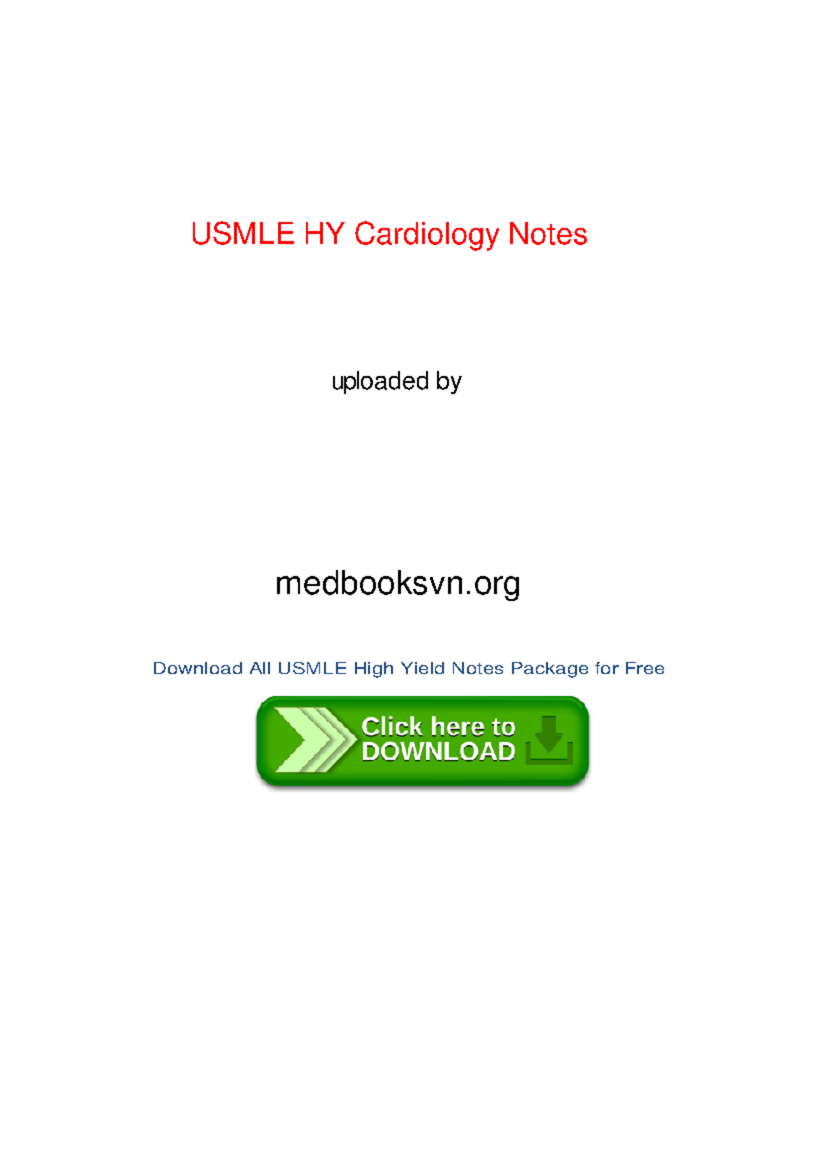 Usmle High Yield Cardiology Notes 2020 - USMLE HY Cardiology Notes ...