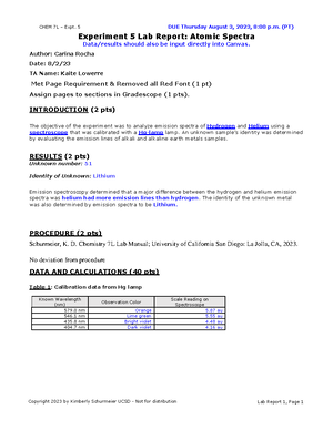 Expt4 Carina Rocha Synthesis and Analysis of Iron Oxalate - 1 Lab Report 4, Page 1 Experiment 4 ...