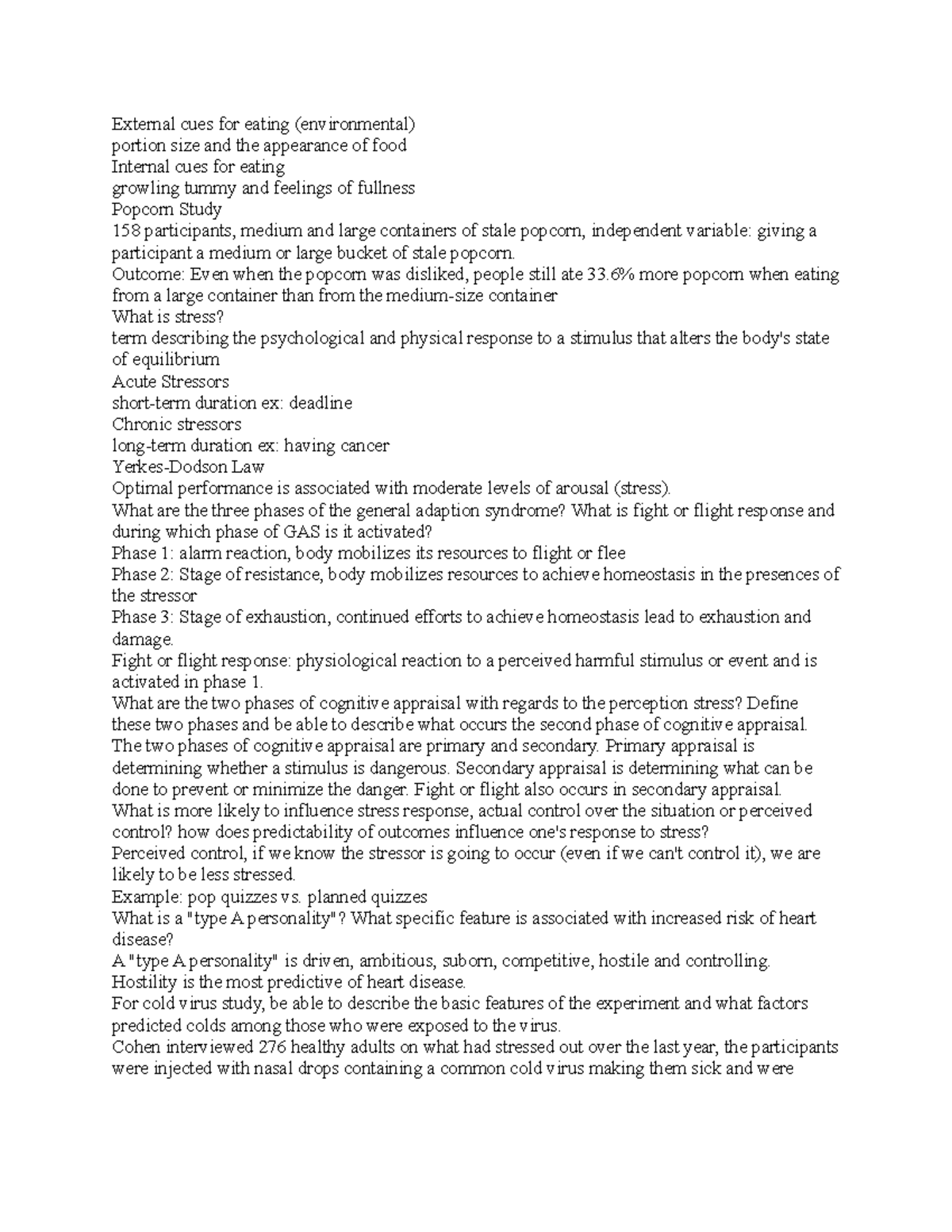 Hp 7 - notes - External cues for eating (environmental) portion size ...