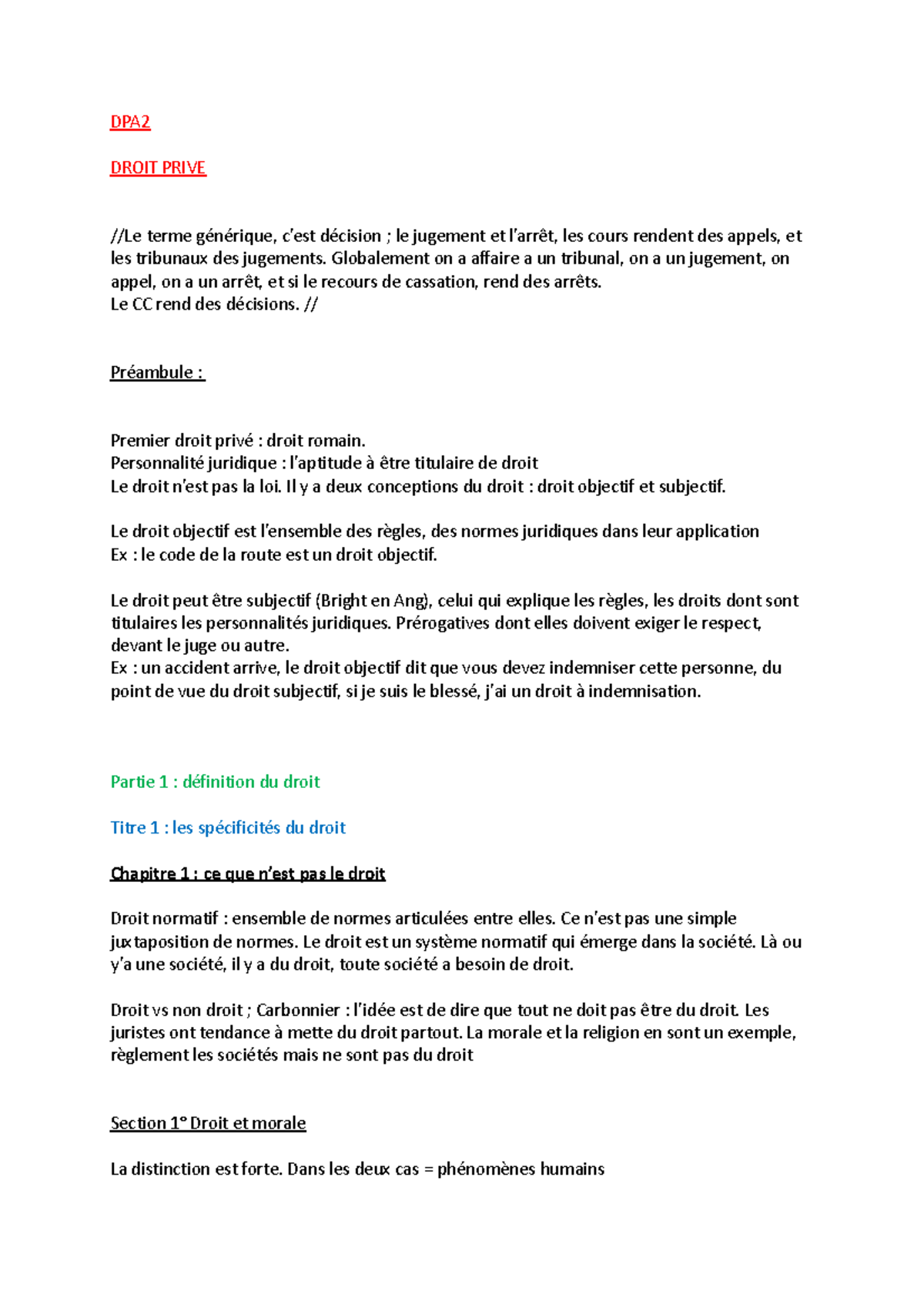DPA2 - cours - DPA DROIT PRIVE //Le terme générique, c’est décision ...