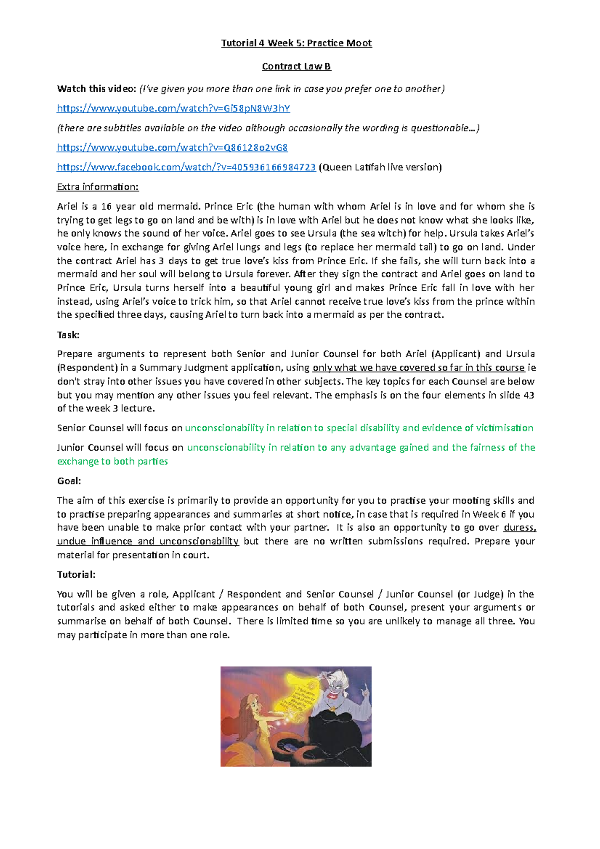 Tutorial 4 Week 5 Practice Moot - Tutorial 4 Week 5: Practice Moot Contract Law B Watch this ...