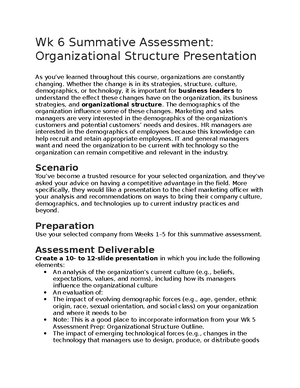 [Solved] Wk 2 Summative Assessment Organization Observation due Mon Wk ...