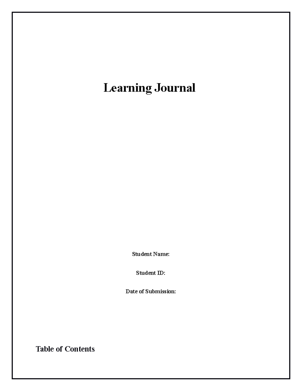 2b Yf N2PG Learning Journal - Learning Journal Student Name: Student ID ...