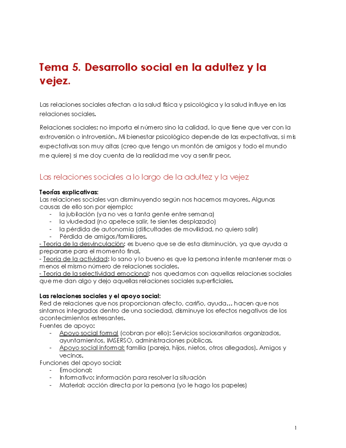 desarrollo social en adultez y vejez - Tema 5. Desarrollo social en la adultez y la vejez. Las ...
