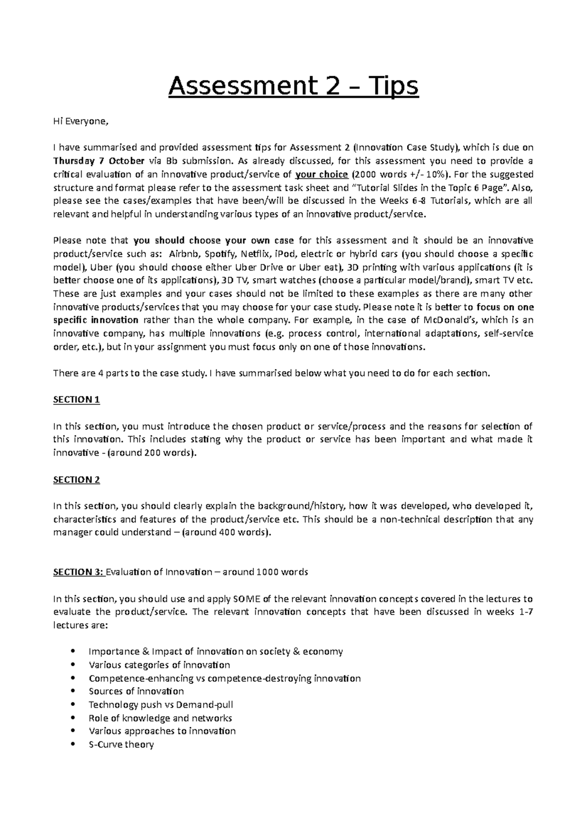 Assessment 2 Tips - ... - Assessment 2 – Tips Hi Everyone, I have ...