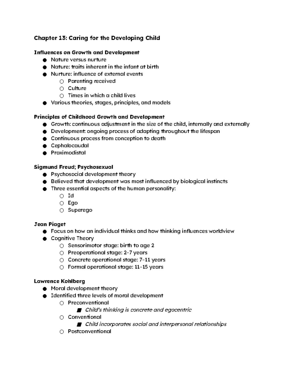 Ch. 13 Developing Child - Chapter 13: Caring for the Developing Child ...