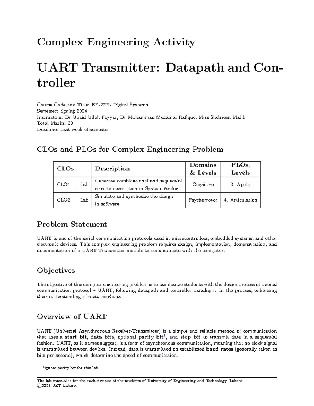 Complex Engineering Activity Digital Systems Spring 2024 - Complex ...