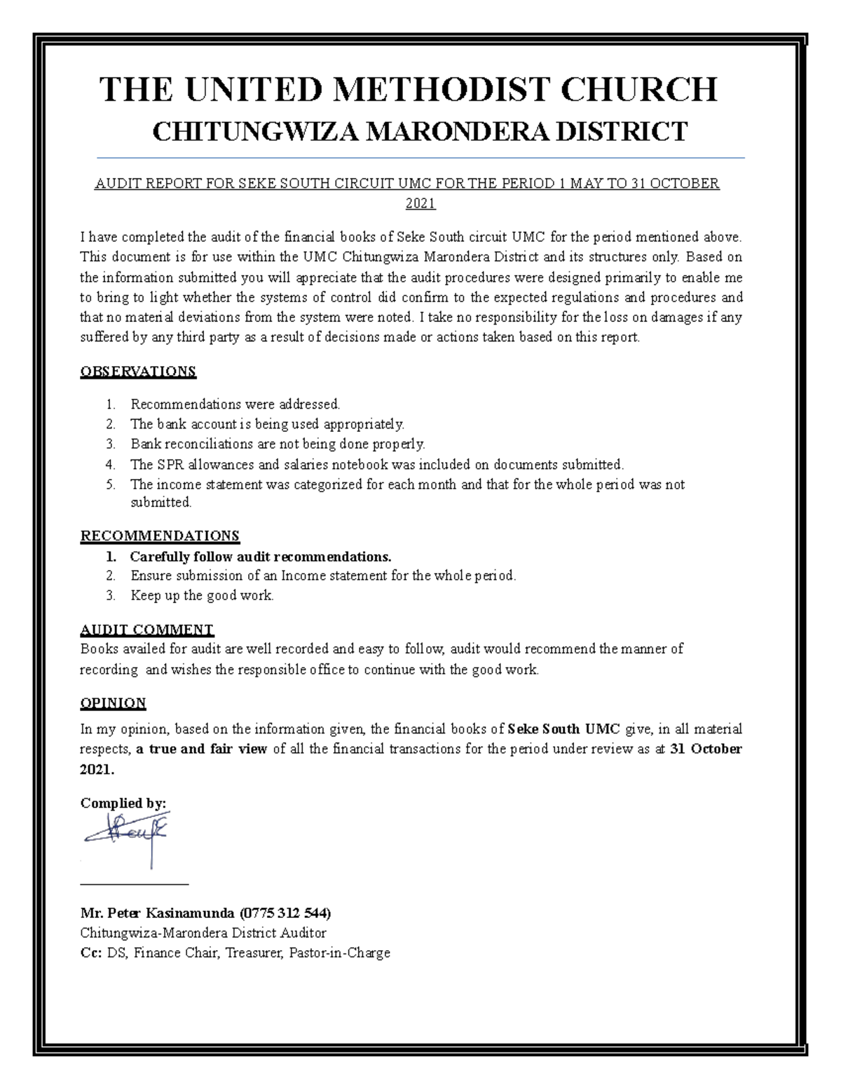 Seke South umc Oct 2021-1 - THE UNITED METHODIST CHURCH CHITUNGWIZA ...