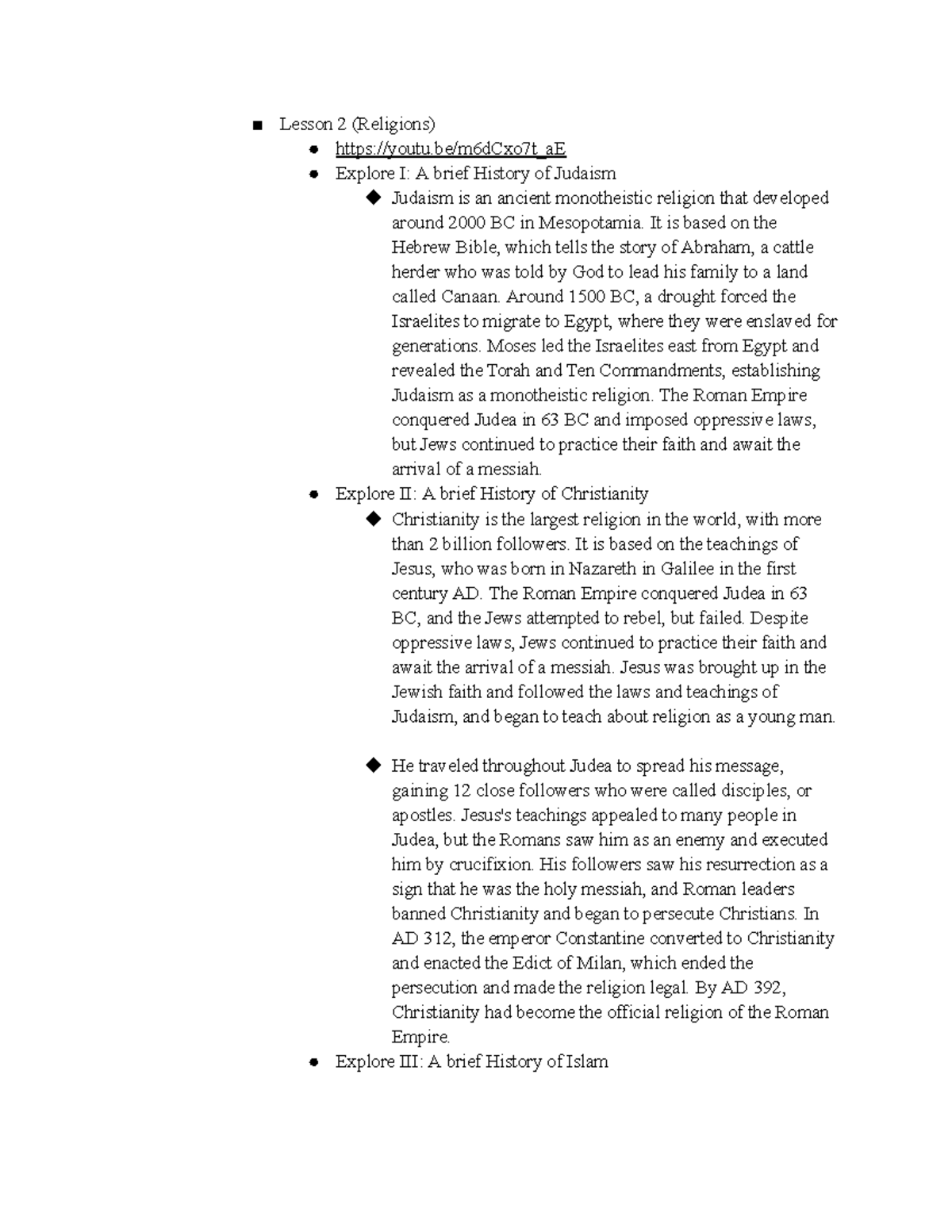 AP World History (Unit 1 Lesson 2) - Lesson 2 (Religions) youtu ...