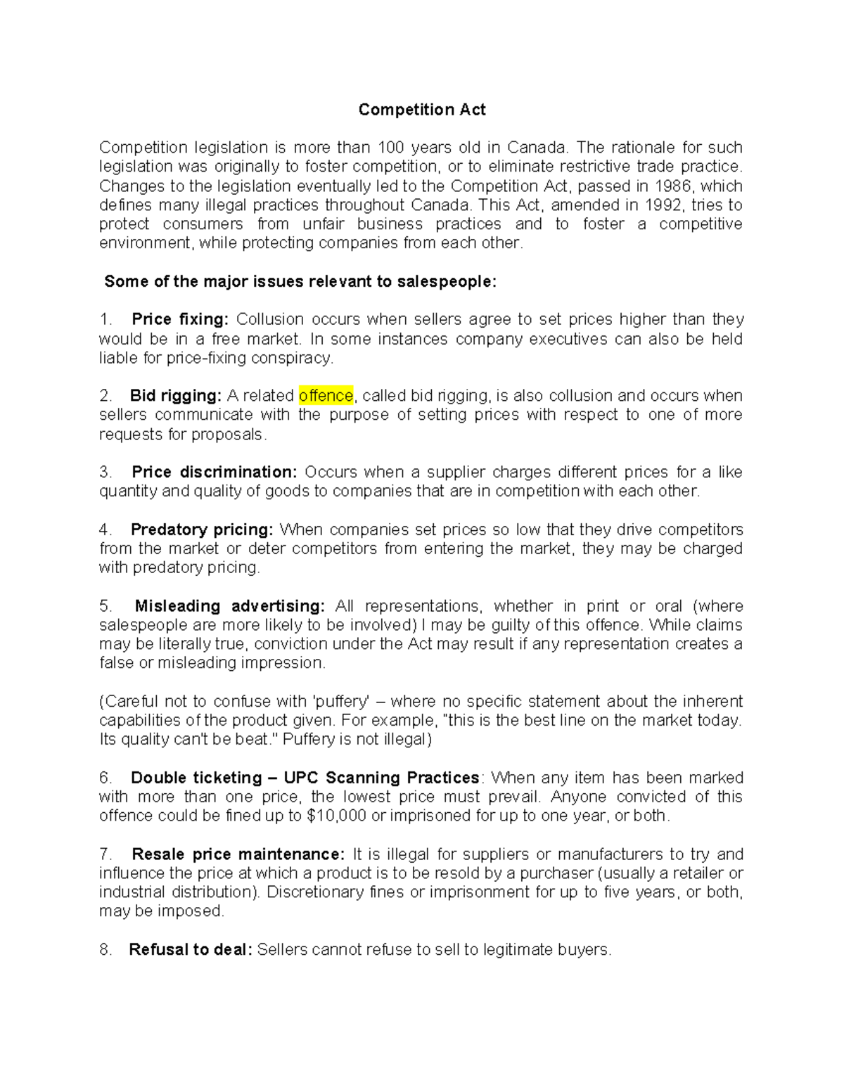 Competition Act - Material project - Competition Act Competition ...