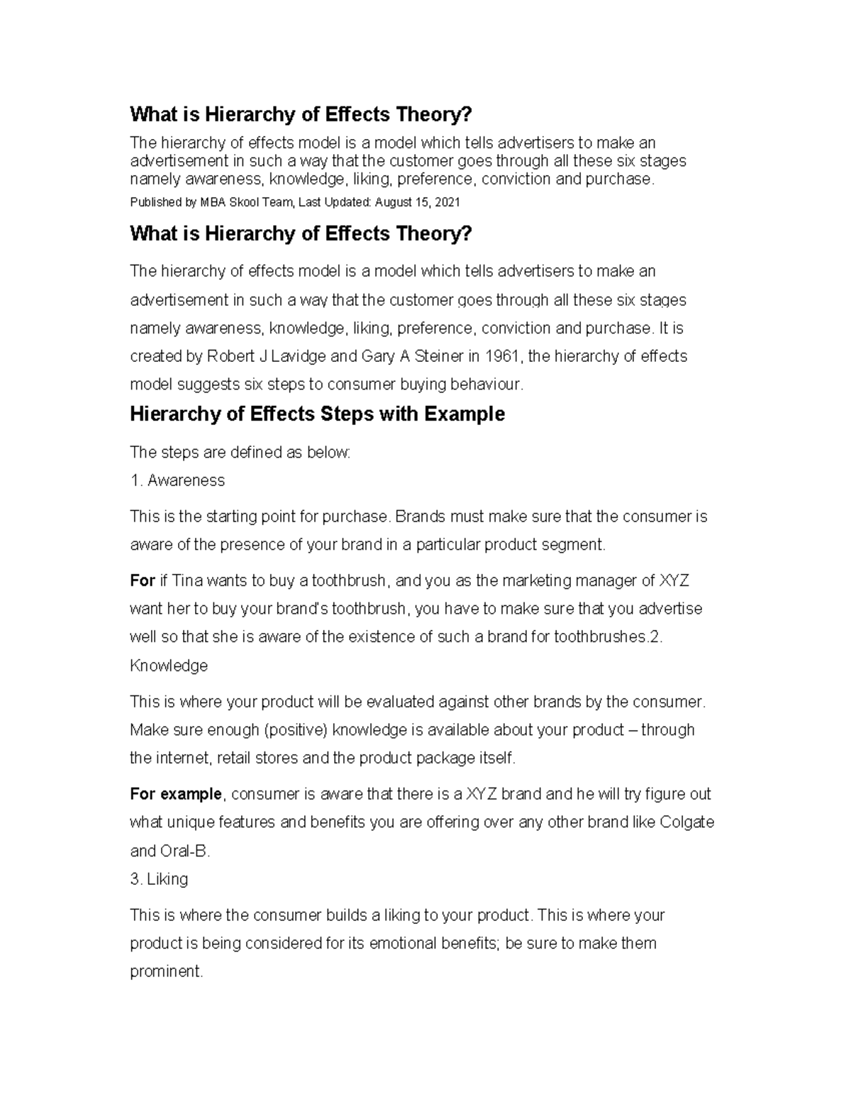 Document 1 - What is Hierarchy of Effects Theory? The hierarchy of ...