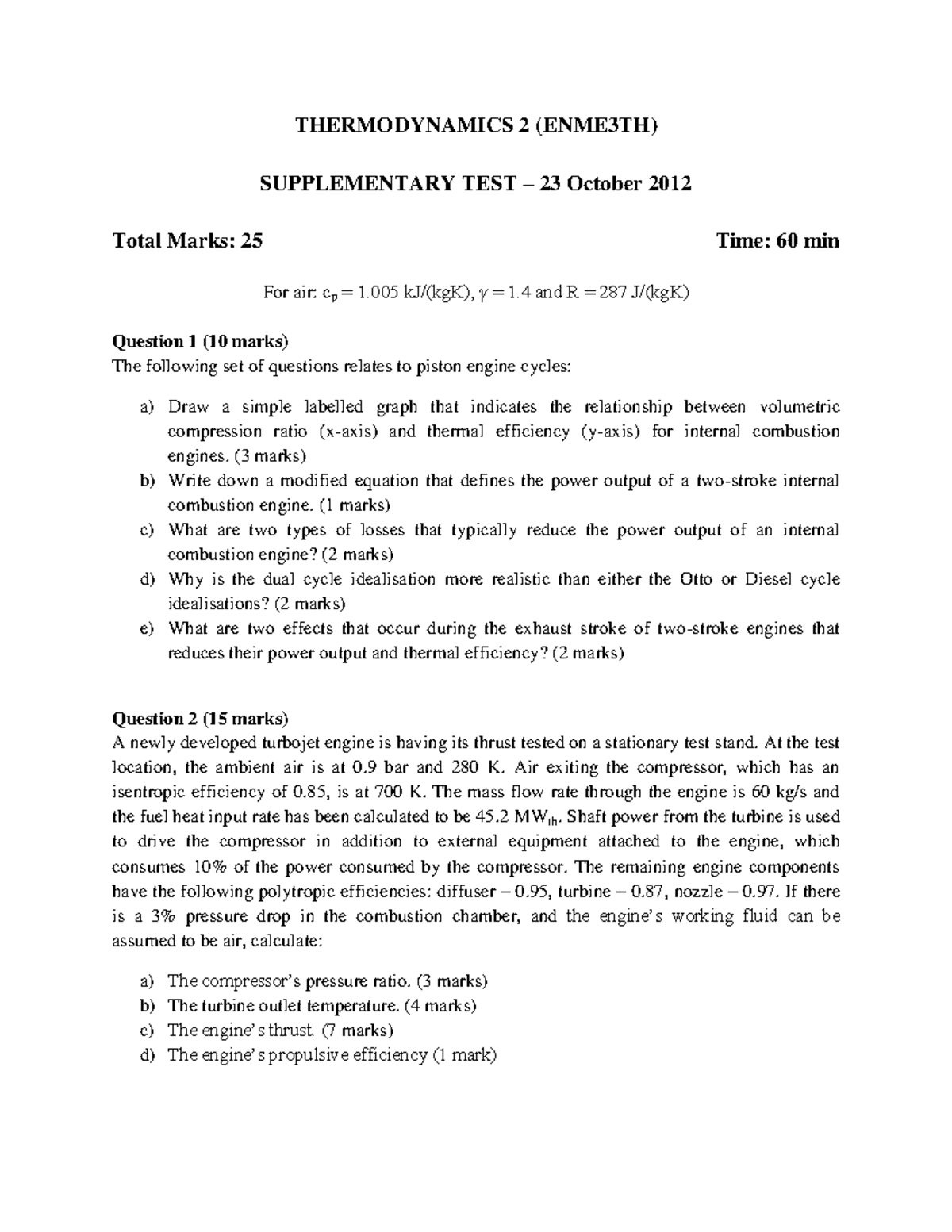 2012 Test3 - TEST - THERMODYNAMICS 2 (ENME3TH) SUPPLEMENTARY TEST – 23 ...