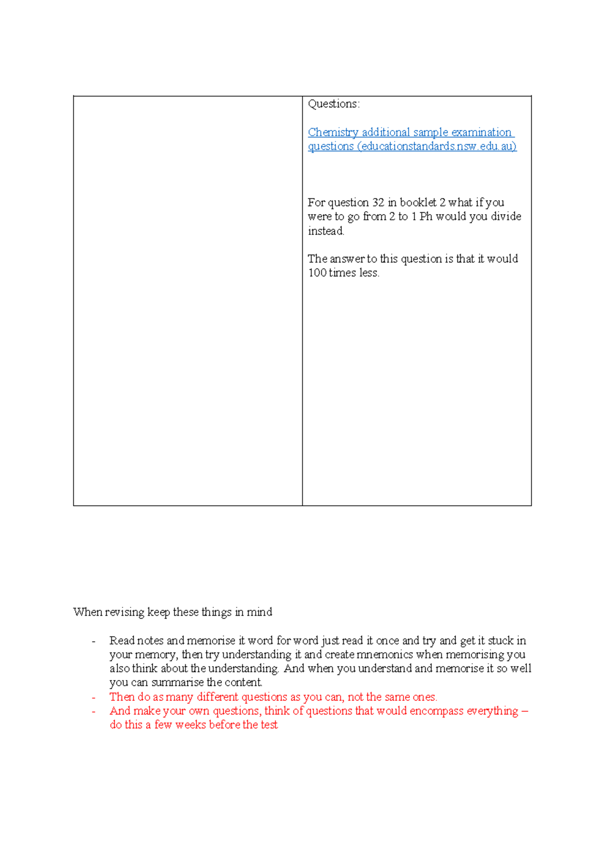 Moduel 6 - Questions: Chemistry additional sample examination questions ...