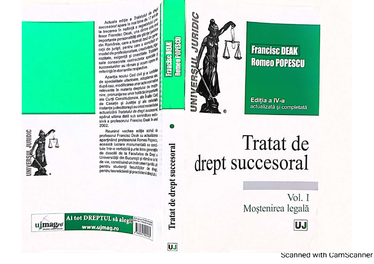Fr. Deak - Tratat de drept succesoral vol. I - Drept Civil Succesiuni ...
