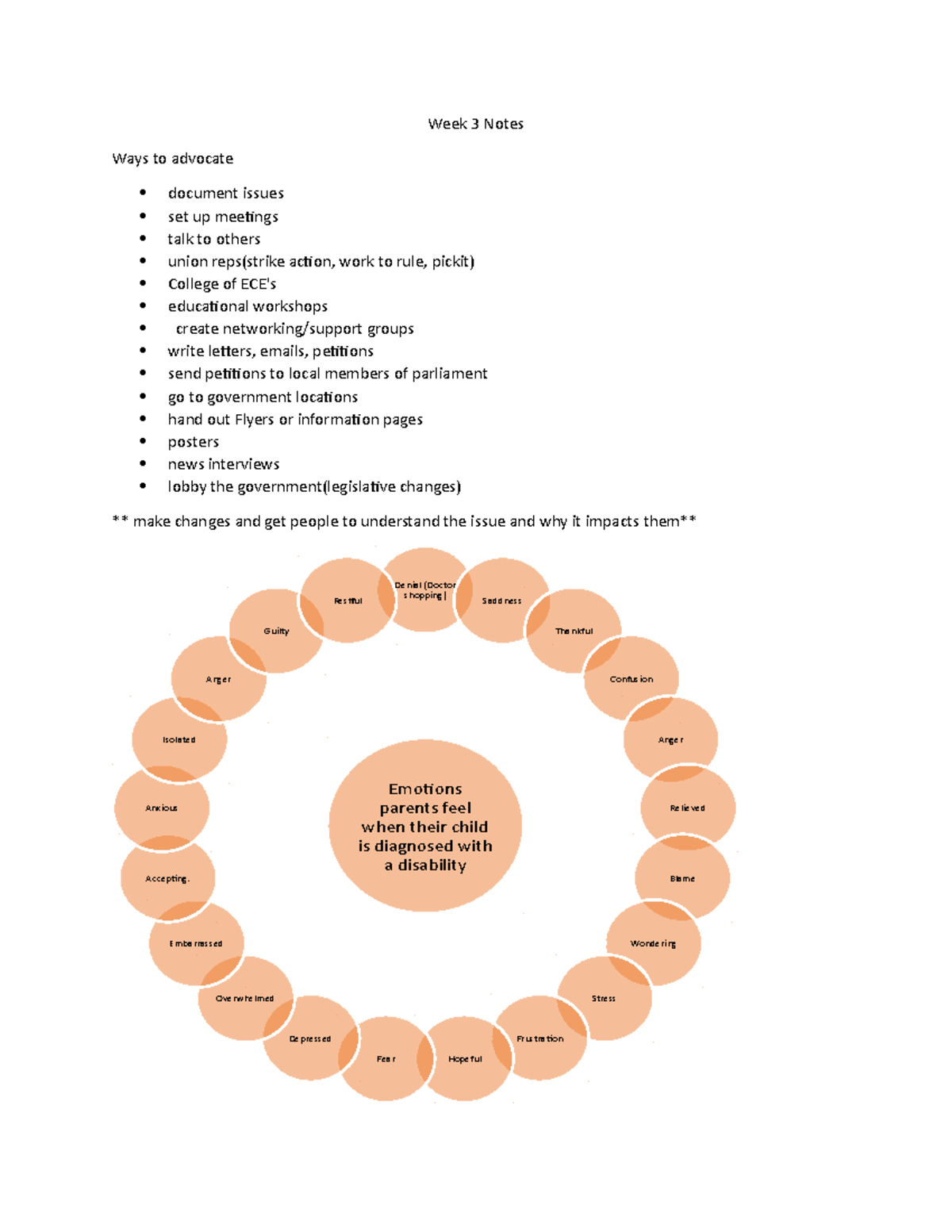 Week 3 Notes - SUE - Week 3 Notes Ways to advocate document issues set ...