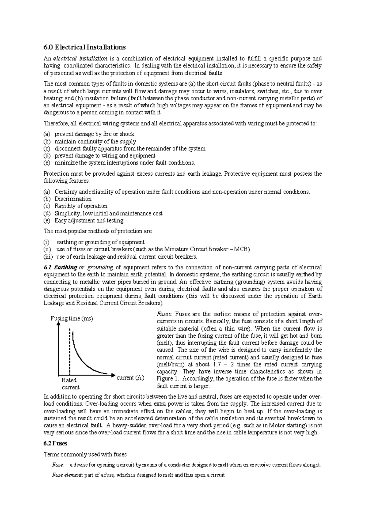 EE101 6 Electrical Installations - 6 Electrical Installations An ...