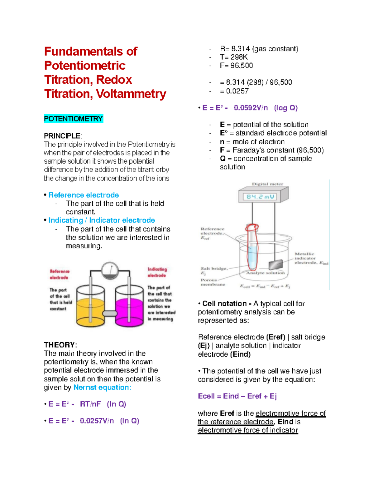 Anachem Fundamentals of Potentiometric - Fundamentals of Potentiometric ...