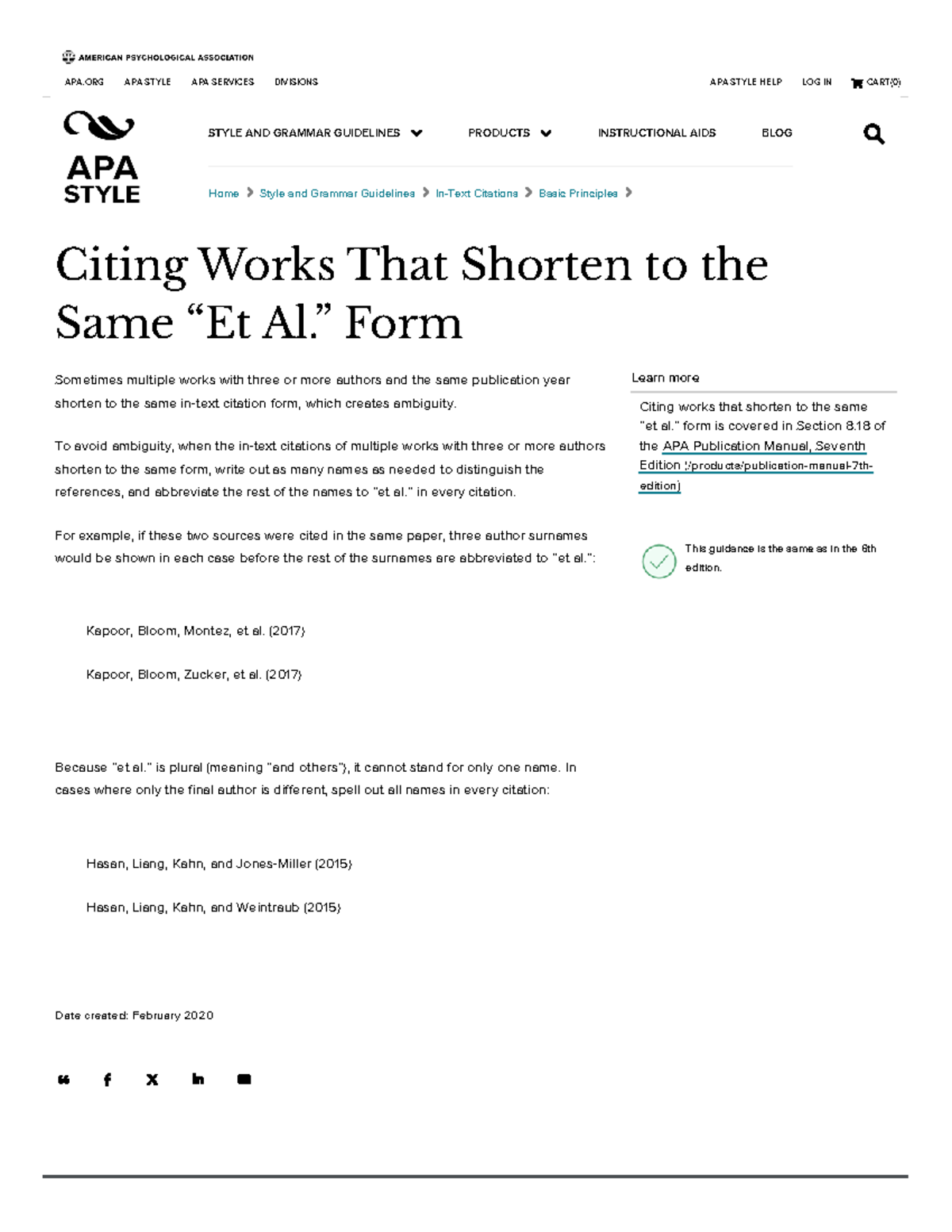 APA 7 Citing Works that Shorten to "Et Al." - Citing Works That Shorten ...
