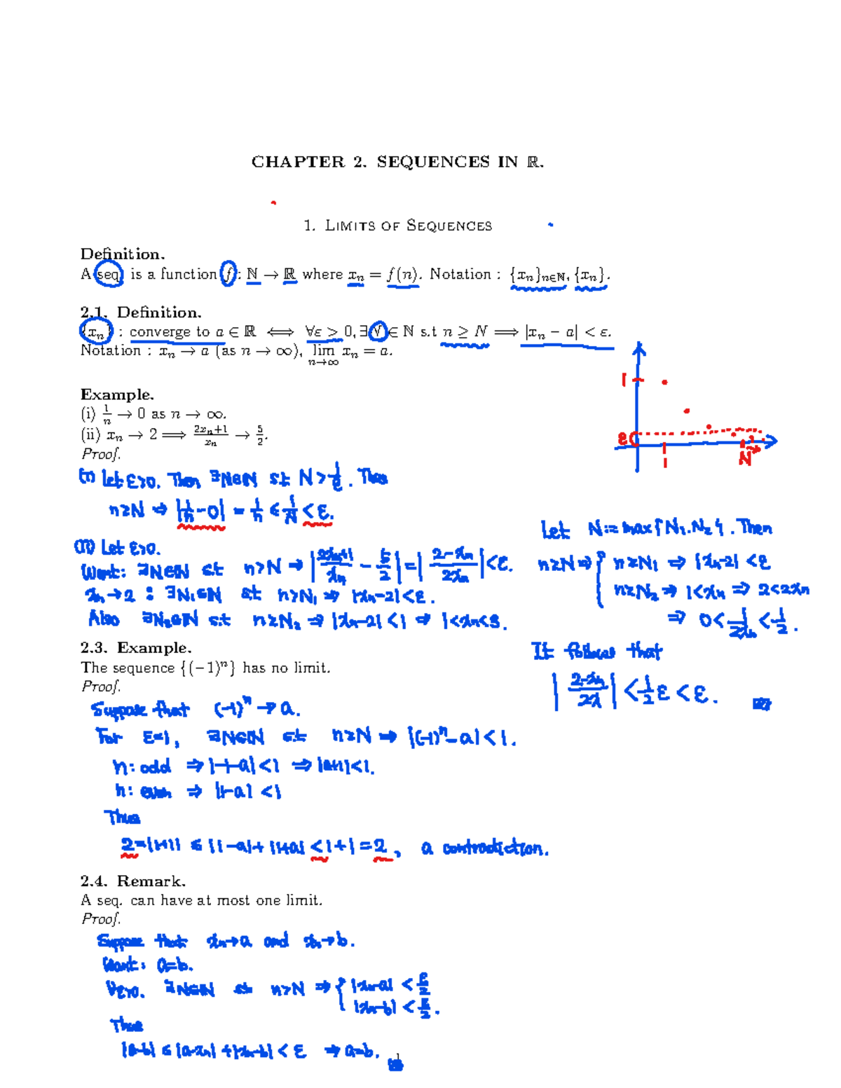 Chapter 2 수업자료 모음 - Limits of Sequences Definition. A seq. is a ...