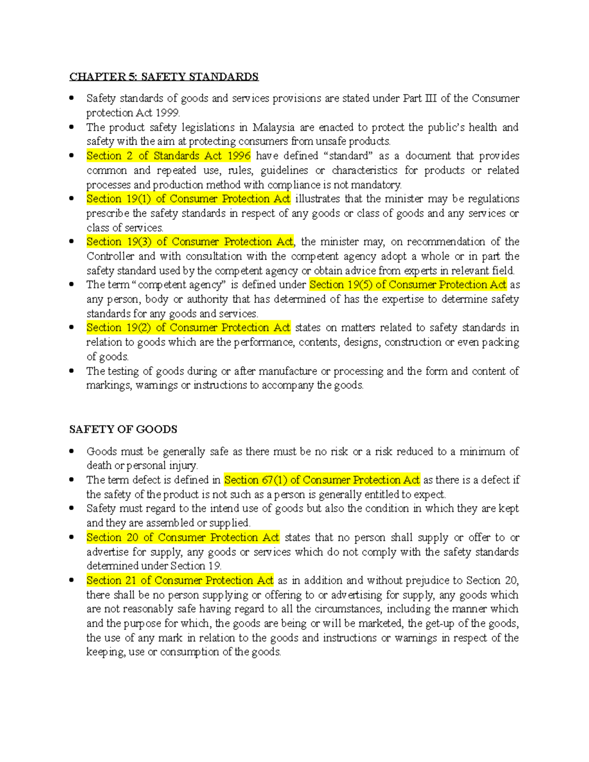 Chapter 5 - Safety Standards - CHAPTER 5: SAFETY STANDARDS Safety ...
